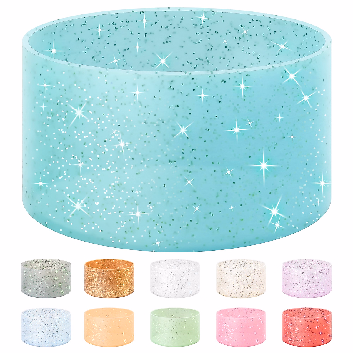 Vmini Protective Glitter Silicone Boot, Compatible with Stanley Tumbler 20-40oz & Hydro Flask Water Bottle 12-24oz and More Bottles/Tumblers with 2.8-2.95in Bottom, Bling Anti-Slip Sleeve Cover