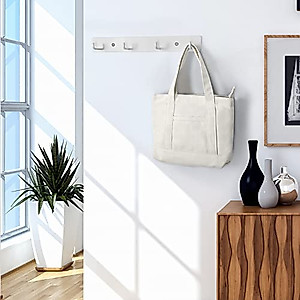 Lwenki 2PCS Key Holder for Wall, Black Key Rack with 4 Key Hooks to Hang Keyrings, Dog Leash, Umbrella, Sunglasses – Key Hanger with Mounting Hardware for Glass, Tile and Wood (10.9” x 1.4”) (White)