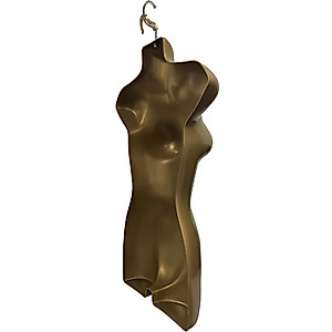 DisplayTown 2 Gold Female Mannequin Hip Long Body Torso Dress Forms & Hanging Hook, S-M Sizes