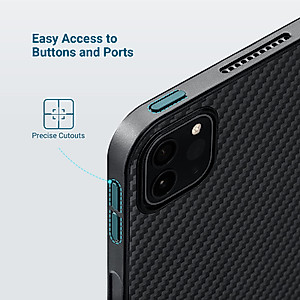 PITAKA iPad Pro 12.9 Case 5th Generation/6th Generation (2022/2021), Aramid Fiber 12.9 inch iPad Pro Case [MagEZ Case 2] Magic Keyboard Compatible Works with MagEZ Stand & Folio, Black/Grey