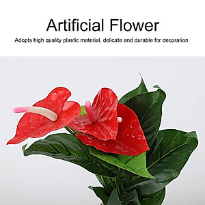Mumusuki Artificial Flower Bouquet Plastic Artificial Plant Fake Red Anthurium Flowers Bouquet Wedding Home Garden Decor