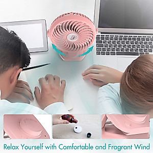 COMLIFE F170 Clip On Fan - Auto Oscillation Personal Fan - 5000 mAh Battery Operated Fan, USB Desk Fan Stepless Speeds Control, Powerful Airflow for Hurricane, Camping, Office, Car(Pink)