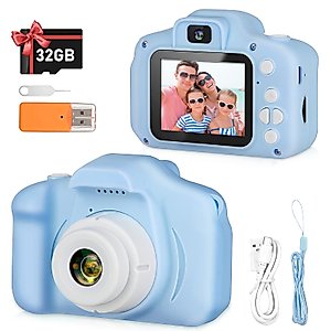 Zeacool Kids Camera, HD Digital Video Camera, Childrens Toys for 3 4 5 6 7 8 9 Year Old Boys/Girls, Selfie Camera for Kids, Christmas Birthday Gifts with 32GB SD Card (Blue)