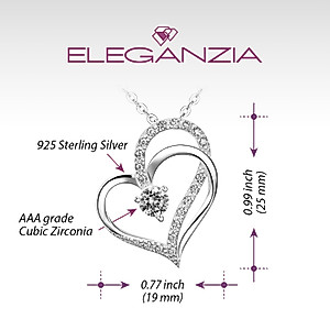 ELEGANZIA Heart Necklaces For Women Girlfriend Sterling Silver, Double Heart Jewelry For Women Love Heart Valentines Day Necklace