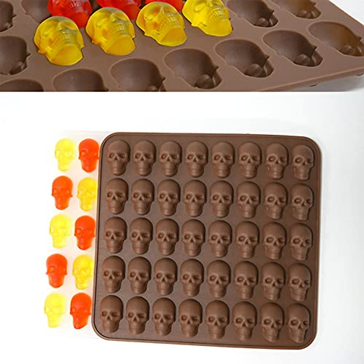 Arichmark 3D Skull Shaped Ice Cube Molds Flexible Food Grade Silicone DIY Ice Tray for Kitchen Novelty Ice Maker for Wine Cocktail