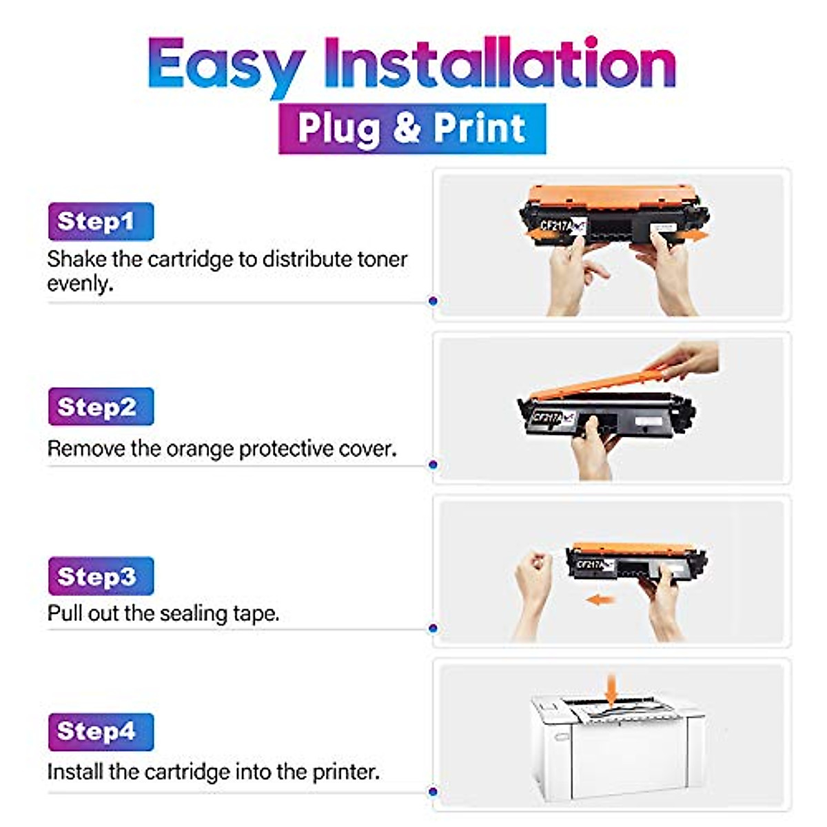ONLYU Compatible Toner Cartridge Replacement for HP 17A CF217A Toner Cartridge 217A with Chip for HP Laserjet Pro MFP M102w M130fw M130nw M130fn M130a M102a M130 M102 Laser Printer Ink(4 Packs, Black)