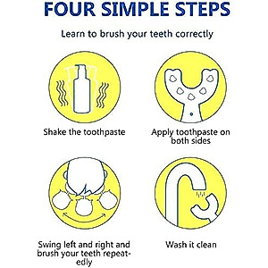 Rednow 2 Pcs U-Shaped Toothbrush for Kids(2-12Year), Manual Training Tooth Brush, U Shape Portable Baby Silicone Toothbrush ​for Childrens Special Design for Toddlers (2pcs 6-12year)