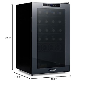 Newair 24 Bottle Wine Cooler Refrigerator | Shadow Series | Freestanding Mirrored Wine and Beverage Fridge with Double-Layer Tempered Glass Door & Compressor Cooling For Reds, Whites, & Sparkling Wine