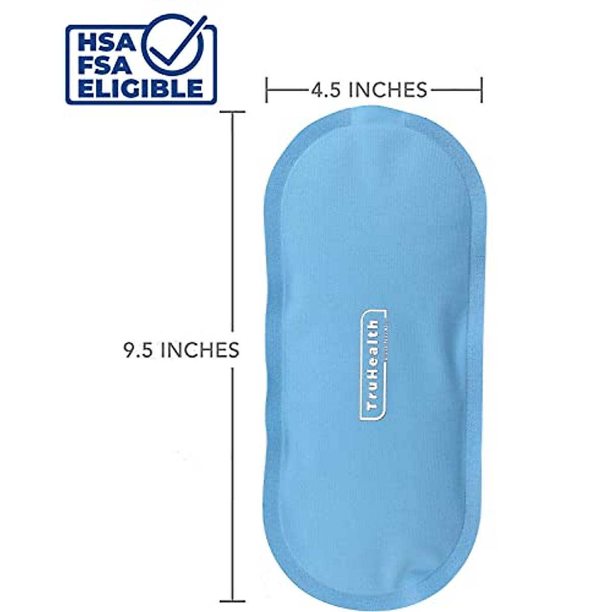 TruHealth Gel Ice Packs (2 Pack) - FSA HSA Approved Large Size 4.5 x 9.5 in for Various Body Pain and Injuries, Reusable, Cold Compress Therapy