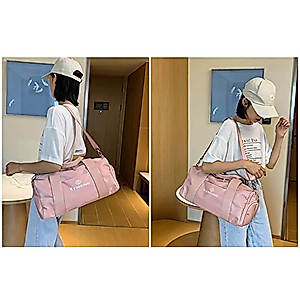 Kysaxnun Small Pink Gym Travel Duffle Bag for Women with Shoe Compartment for Sports Boxing