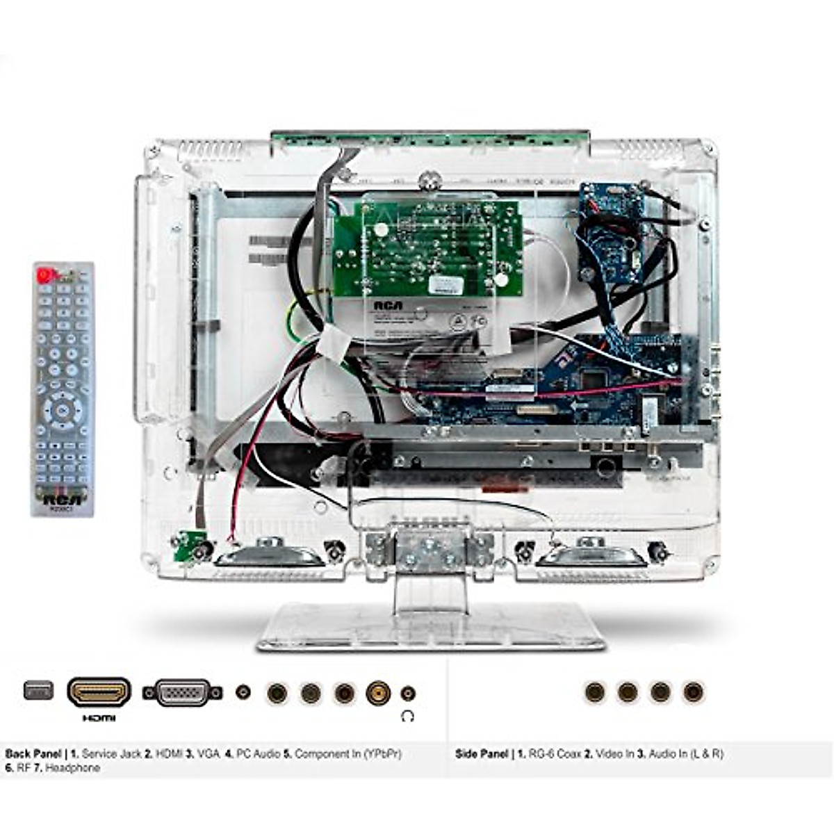 RCA 15” Clearview HDTV | J15SE820 Transparent LED HD Television, High Resolution Wide Screen Monitor w/HDMI, VGA, Including Full Function Remote.