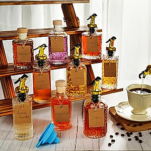 KAMJUNTAR Coffee Syrup Dispenser Set of 10, Glass Syrup Dispenser for Coffee Bar 7oz Simple Syrup Bottles Small Syrup Bottles for Coffee Bar and Home Use, Vintage Glass Bottles