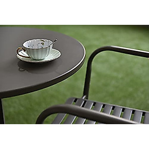 GWAREZ Modern Round Pub Table23.6-Inch Top Outdoor Metal Bar Height Table,Metal Frame Outdoor Indoor Furniture for Garden Balcony Backyard Pool Porch Lawn Living Room,Easy Assembly(29.5H, Brown)…