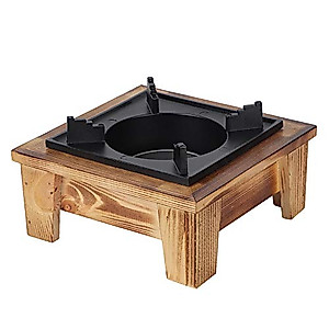BHDD Barbecue Stove, Portable Tabletop Korean BBQ Grill Camp Griddle Hot Pot Stove Camping Alcohol Stove Griddle Hibachi Grill Indoor Furnace Kitchenware, with Wooden Shelf, for Outdoor Picnic