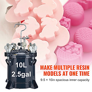 VEVOR Spray Tank 10L/2.5gal Air Pressure Pot for Resin Casting, Metal Rack & Leak Repair Sealant for Industry Home Decor Architecture Construction Automotive Painting, 70PSI Max, Black