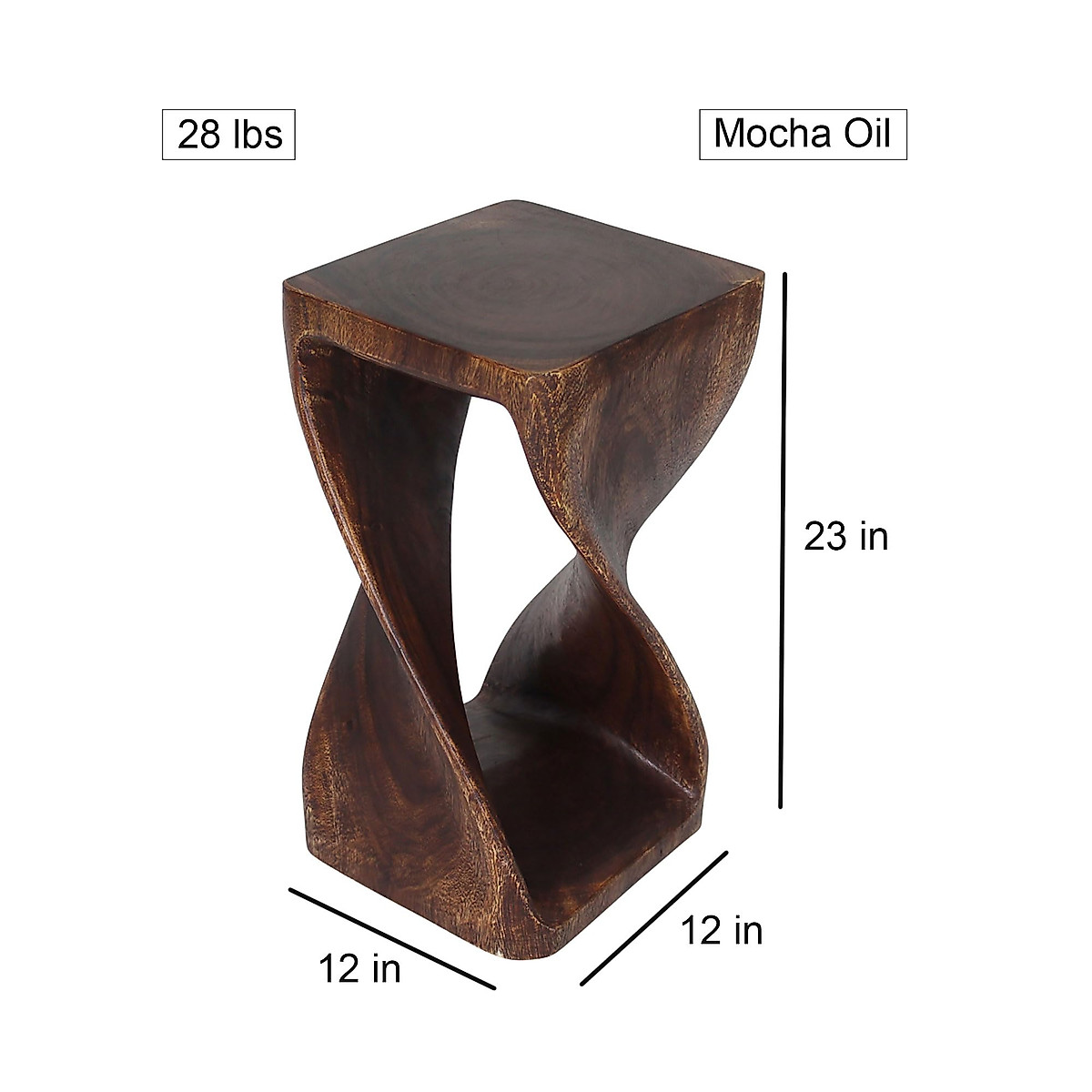 Haussmann® Original Wood Twist Stool 12 X 12 X 23 in High Mocha Oil