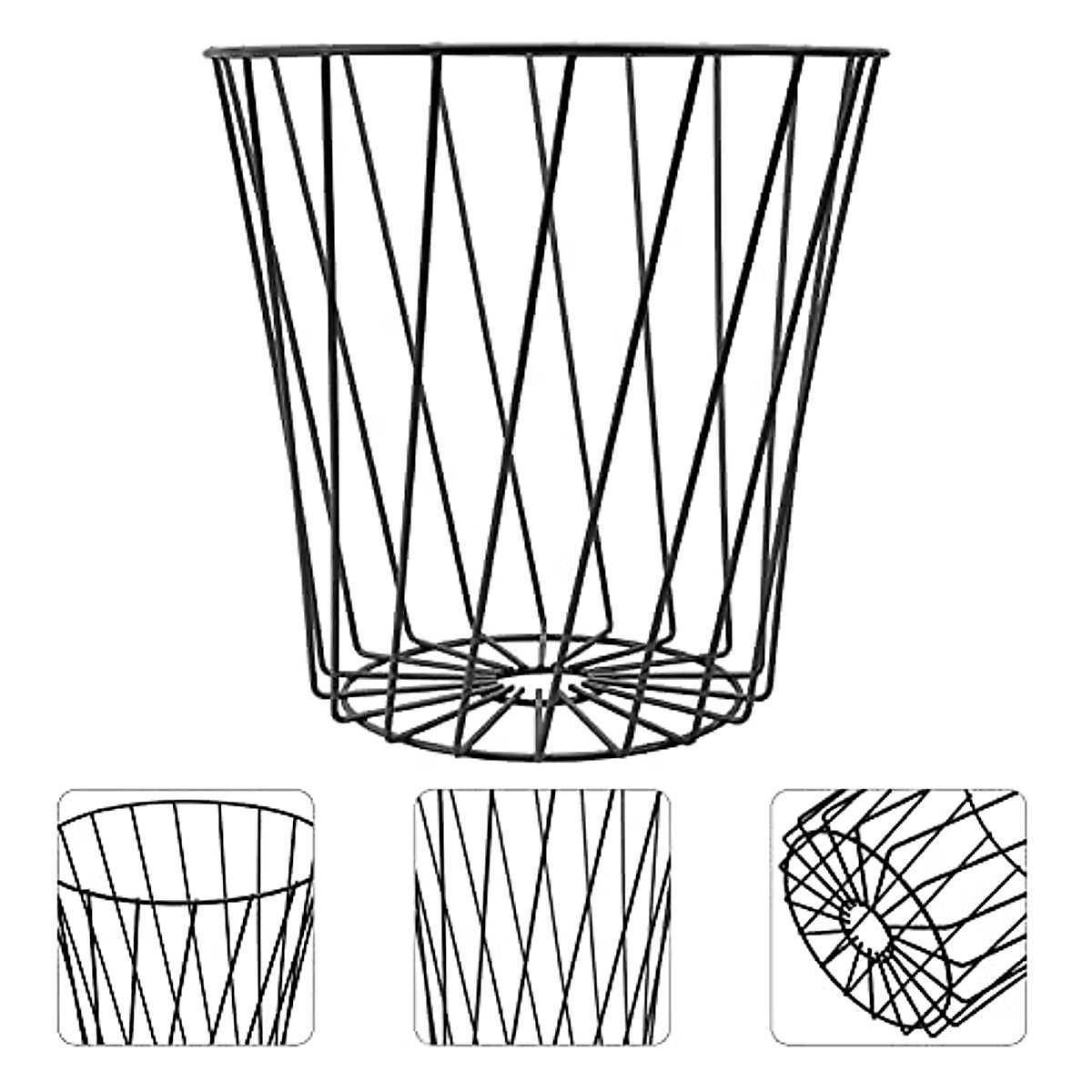 Cabilock Trash Bin Wire Mesh Trash Can Decorative Wastebasket Recycling Bin Iron Waste Paper Basket Garbage Can Container Bin for Office Bathroom Bedroom Black