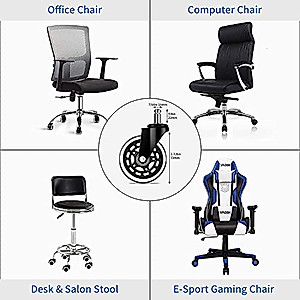 Office Chair Caster Wheels,Set of 5 - Protect Your Floor for Hardwood and Carpet - Quick & Quiet Rolling- Rubber Chair Casters Replacement