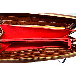 Dooney & Bourke Lg Zip Wallet Clutch Ostrich Wristlet Cognac