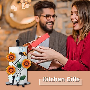 Sunflower Paper Towel Holder Countertop- DyPinYise Sunflower Kitchen Accessories Decor Yellow Kitchen Decorations Towel Stand Gifts for Women, Christmas, Bathroom