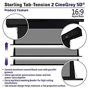 Elite Screens Starling Tab-Tension 2 CineGrey 5D, 92" 16:9, 8K 4K Ultra HD Ready Ceiling and Ambient Light Rejecting Electric Projector Screen, CineGrey 5D Projection Material, STT92UHD5-E12