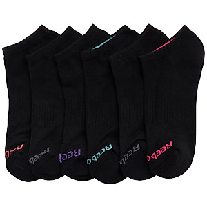Reebok Women's Athletic Socks - Performance Cushioned Low Cut Socks (6 Pack), Size 4-10, Solid Black