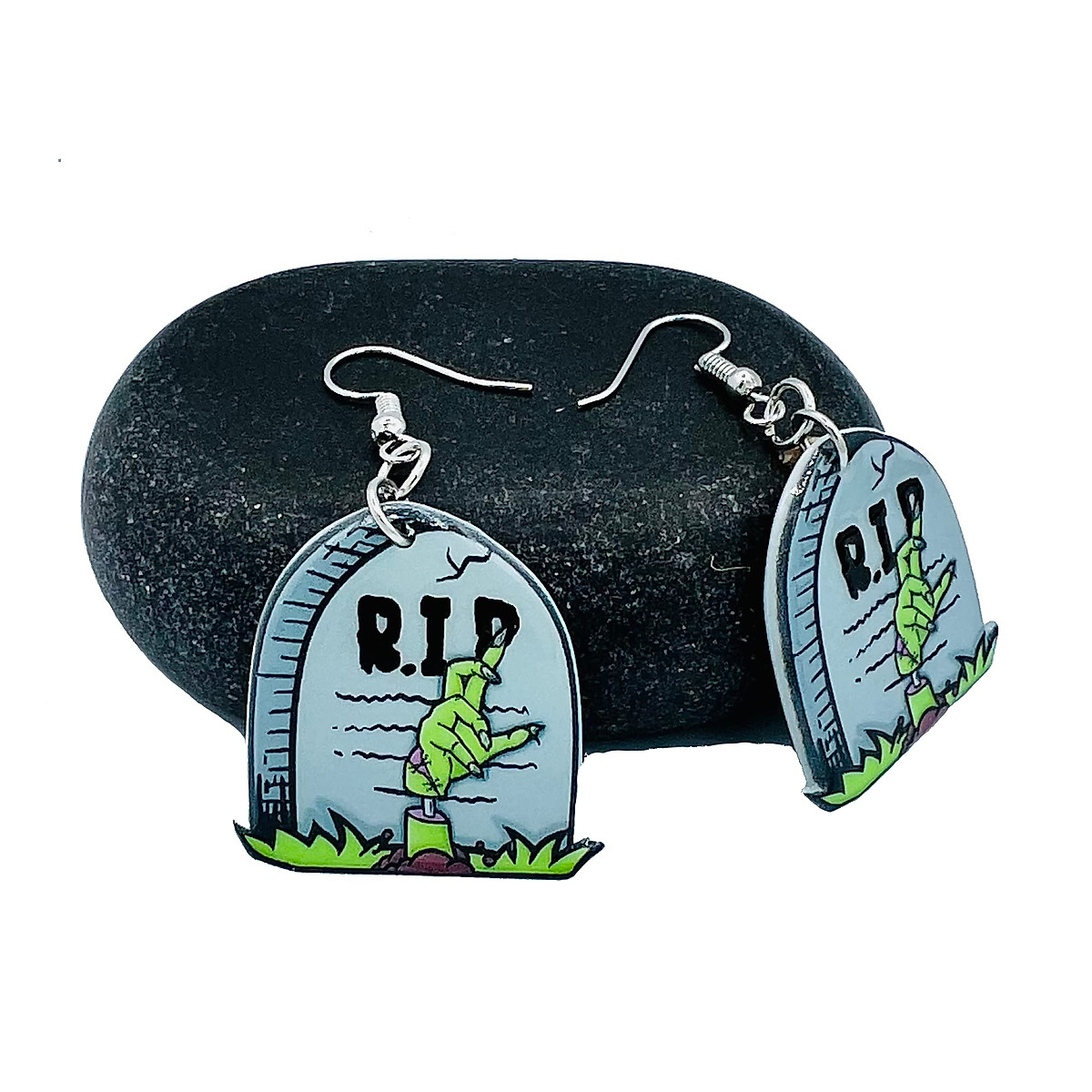 Tombstone Earrings for Women - Day of the Dead Jewelry - Gravestone Earring (The Tombstone)