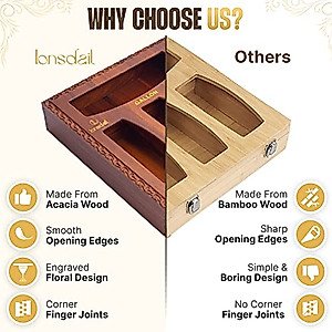 IONSDAIL Ziplock Bag Storage Organizer - Kitchen Drawer Holder Compatible with Gallon, Quart, Sandwich and Snack Various Plastic Bags Sizes - Ideal Home Organization Containers