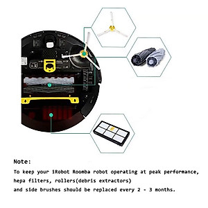 Replacement Parts Compatible with iRobot Roomba 960 980 981 985 900 Series,890 880 805 860 870 871 800 Series Vacuum Cleaner accessories kit (6 Filter,2 Rubber Brushes,6 Side Brush,Screws)
