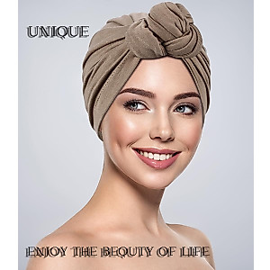 Women Turban,Beanie Hats,Indian Hats Head Wraps,African Turban Knot Pre-Tied Bonnet Beanie Cap for Women