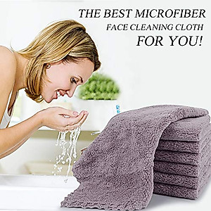 SUNLAND Microfiber Face Cloth Reusable Makeup Remover Facial Cleansing Towel Ultra Soft Face Washcloth 12inchx12inch 6 Pack Dpurple
