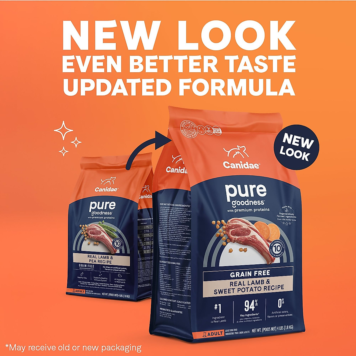 Canidae PURE Limited Ingredient Premium Adult Dry Dog Food, Lamb and Pea Recipe, 4 Pounds, Grain Free