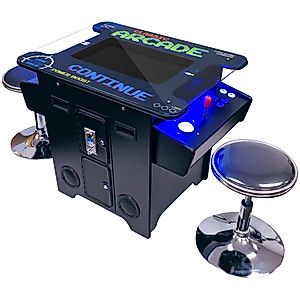 Creative Arcades Full Size Commercial Grade Cocktail Arcade Machine | 2 Player | 412 Games | 22" LCD Screen | Square Glass Top | LED | 2 Sanwa Joysticks | Trackball | 2 Stools | 3 Year Warranty
