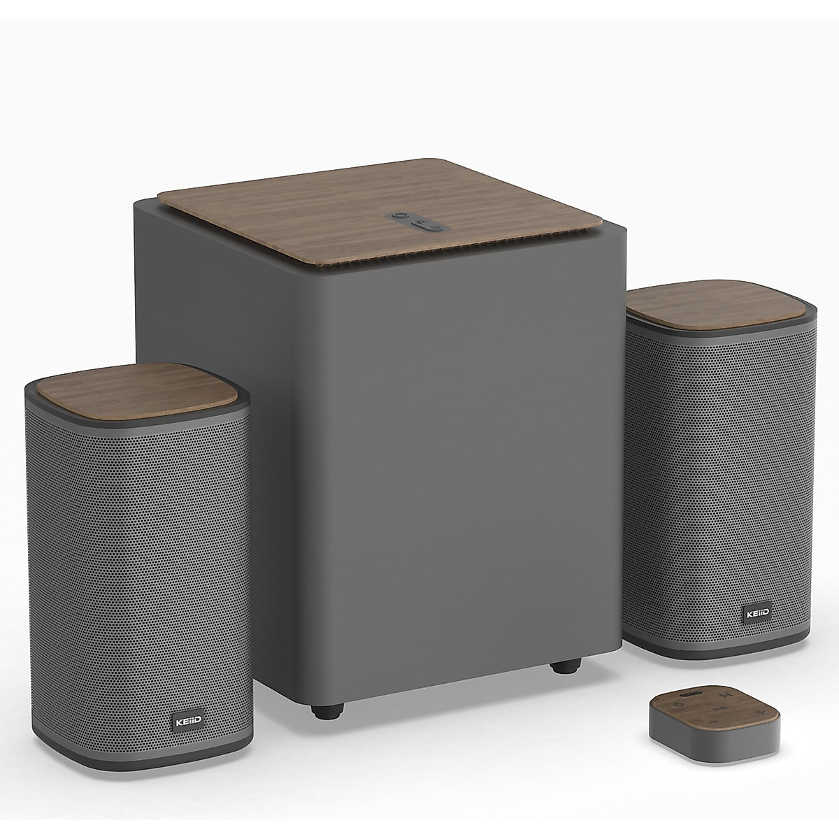 KEiiD 2.1 Bluetooth Computer Speakers with Wireless Subwoofer and Wireless Touchpad Control for Desktop Laptop PC Stereo Gaming Speakers, 4 EQ Modes, Aesthetic Style, 2025 New Model