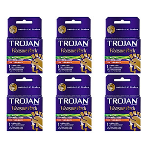 Trojan Pleasure Pack Lubricated Premium Latex Condom - 3 Ea, 6 Pack