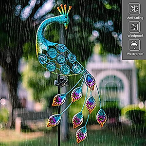 Solar Garden Lights Outdoor, Garden Solar Lights Pathway Outdoor, Solar Garden Lights Metal Peacock Garden Stake, for Pathway Walkway Lawn Patio Yard Garden Decorations