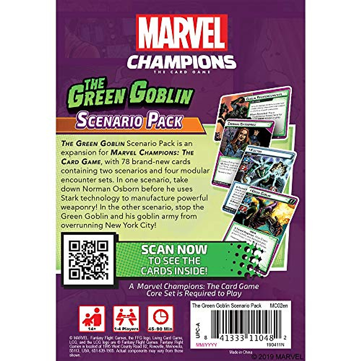 Marvel Champions The Card Game The Green Goblin SCENARIO PACK - Superhero Strategy Game, Cooperative Game for Kids and Adults, Ages 14+, 1-4 Players, 45-90 Min Playtime, Made by Fantasy Flight Games
