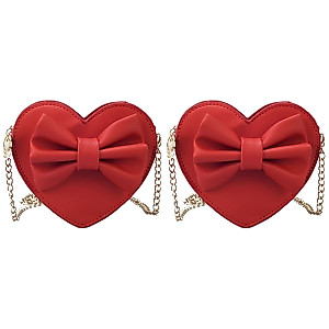 VALICLUD 2 Pcs Heart-shaped Crossbody Bag Makeup Bag Girl Crossbody Bag Heart Shaped Bag Heart Shape Cross-body Bag Sling Handbag Cosmetics Bag Heart Chain Bag Travel Pretty Fashion Bag Pu