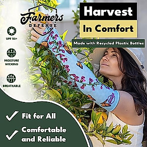 FARMER'S DEFENSE Sleeves | UV Cooling Sleeves for Sun Protection | Premium Anti-Scratch Arm Guard Sleeve for Skin - For Gardening Harvesting Sports Outdoors | Unisex | Garden Flowers S/M