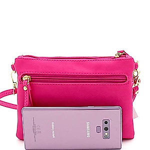 Multi Pocket Soft Faux Leather Wristlet Small Wristlet Crossbody Bag for Travel (Plain Mustard)