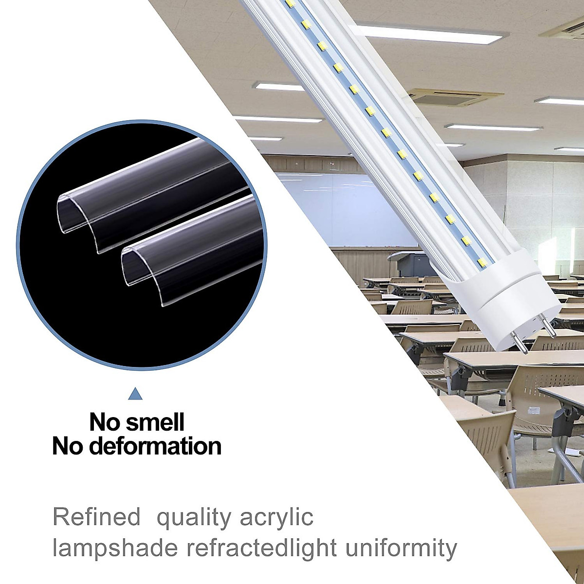 JOMITOP 4 Ft T8 LED Tube Light 22W G13 Base 5000K Daylight White,Ballast Bypass Required, Dual-End Powered, 60W Replacement LED Bulb Lights, 2640 Lumens, Clear Cover, AC 85-277V Pack of 4