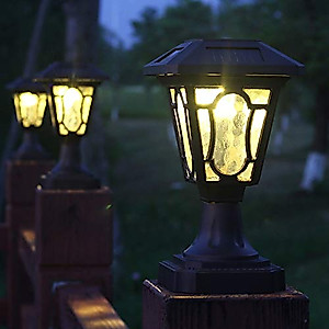 SFRIDQ LED Solar Column Headlight Outdoor Waterproof Garden Light Door Post Lights Home Villa Garden Light Lawn Light Landscape Lighting Fixture