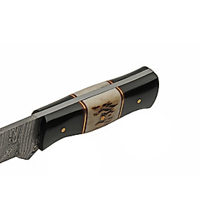 Buffalo Damascus Steel Blade | Horn/Stag Handle 7 inch Hunting Knife