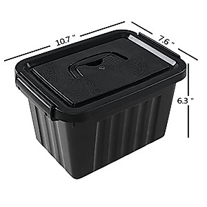 Leendines 6L Plastic Storage Boxes, 6 Pack Black Storage Bins with Lids