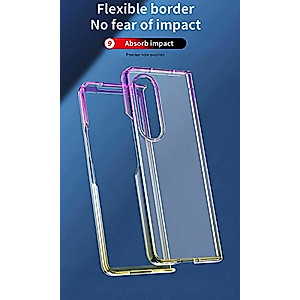 EAXER for Samsung Galaxy Z Fold 3 5G Shockproof Acrylic Gradient Clear Cover Skin Case Slim Thin Crystal Scratchproof Hard PC Gradient Shock Absorption Flexible TPU Soft Bumper Red Purple