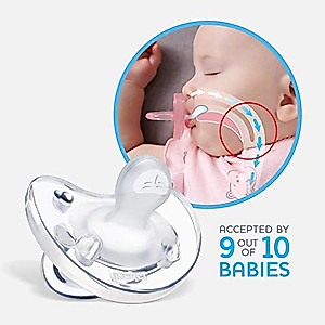 Chicco PhysioForma 100% Soft Silicone One Piece Pacifier for Babies aged 16-24 months | BPA & Latex Free | Reusable Sterilizing Case | Clear, 2pk
