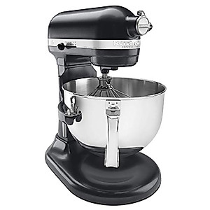KitchenAid KP26M1XOB 6 Qt. Professional 600 Series Bowl-Lift Stand Mixer - Onyx Black & Fresh Prep Slicer/Shredder Attachment, White