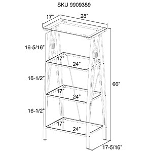 Realspace® Vista 60"H 4-Shelf Glass/Metal Bookcase, Clear/Silver