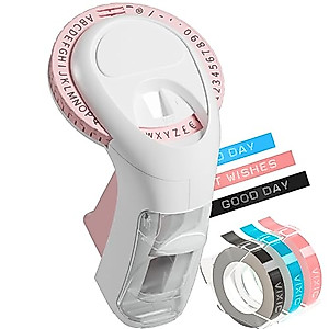 Vixic Omega S Portable Embossing Label Maker Machine with Tapes，DIY 3D Labels，Vintage Label Maker with 3 Color Rolls, Handheld Label Printer for Home, Office,Pink