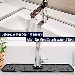 Sink Splash Guard for Kitchen, RV Accessories, Silicone Faucet Handle Drip Catcher Tray, Faucet Water Catcher Mat for Bathroom, Kitchen Accessories, black, 2pcs